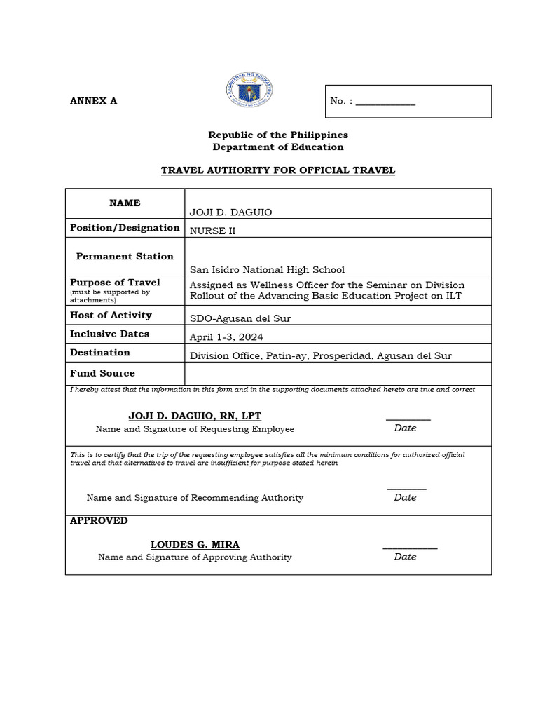 New Travel Order | PDF