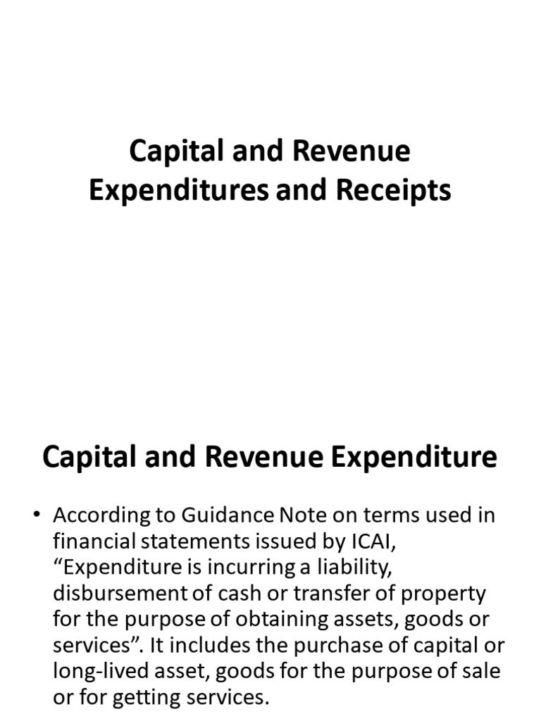 Capital and Revenue Expenditures and Receipts | PDF | Expense | Capital (Economics)