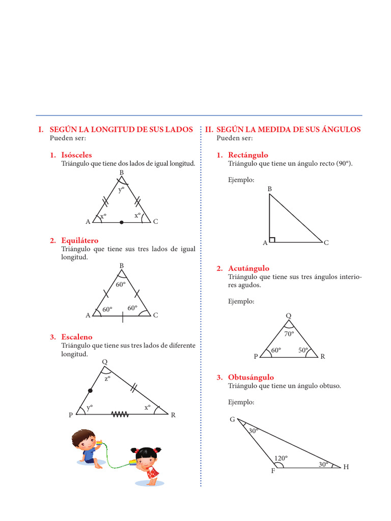 Clasificación de Triángulos Según Sus Lados y Ángulos para Cuarto de Prrimaria | PDF | Triángulo ...