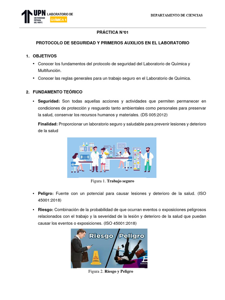 Sem 01 - Práctica 01 - Protocolo de Seguridad y Primeros Auxilios en Laboratorio | PDF ...