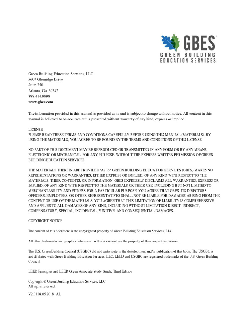 Gbes - Leed v4 AP BD+C - Study Guide (v2) | PDF | Water | Green Building