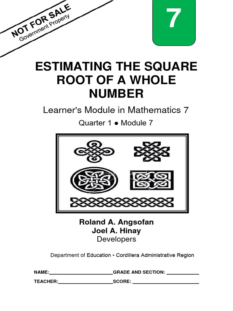 Math7 Q1mod7 Estimating Square Root Roland Angsofan Joel Hinay Bgo v1 | PDF | Numbers | Square Root