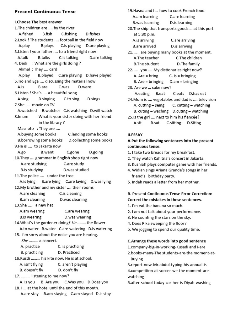 Present Continuous Tense | PDF