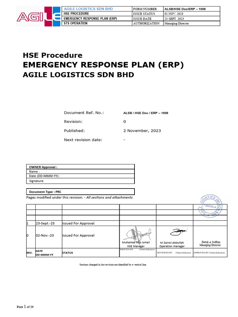 Alsb-Hse Procedure-Erp - 24.11.2023 | PDF | Emergency | Emergency ...