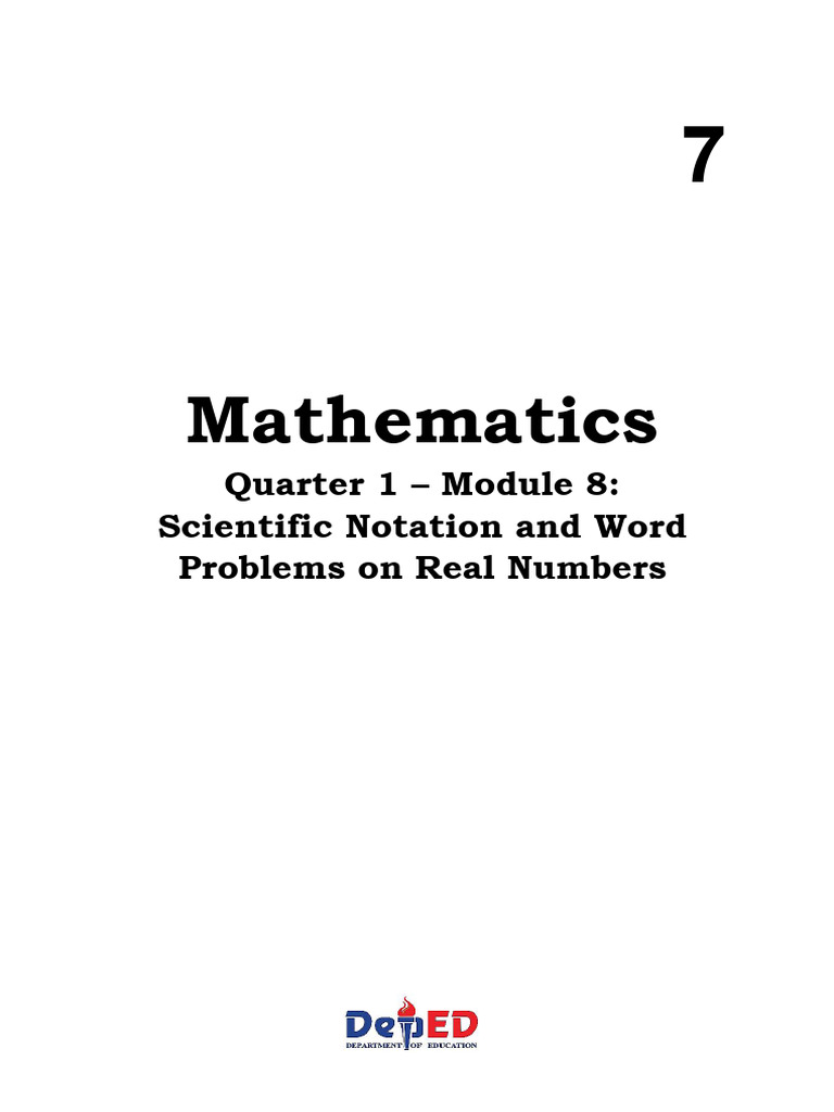 Math 7 - Q1 - WK 8 - Module 8 - Scientific Notation and Word Problems ...
