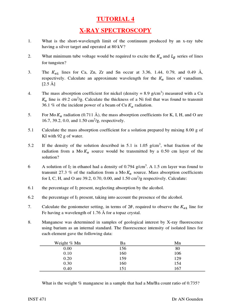Tutorial 4-X-Ray Spectrometry | PDF | X Ray | Materials Science
