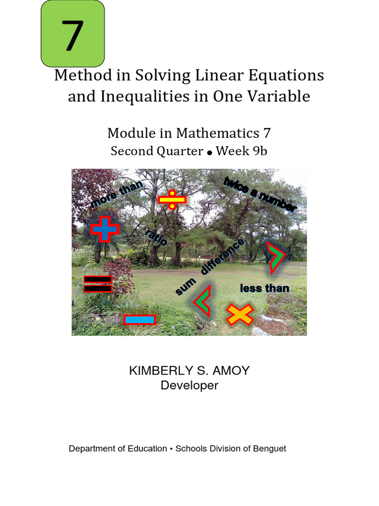 Passed - 955-13-21MELCS-Benguet - Math7 - Q2 - W9b - Methods in Solving Linear Equation and ...