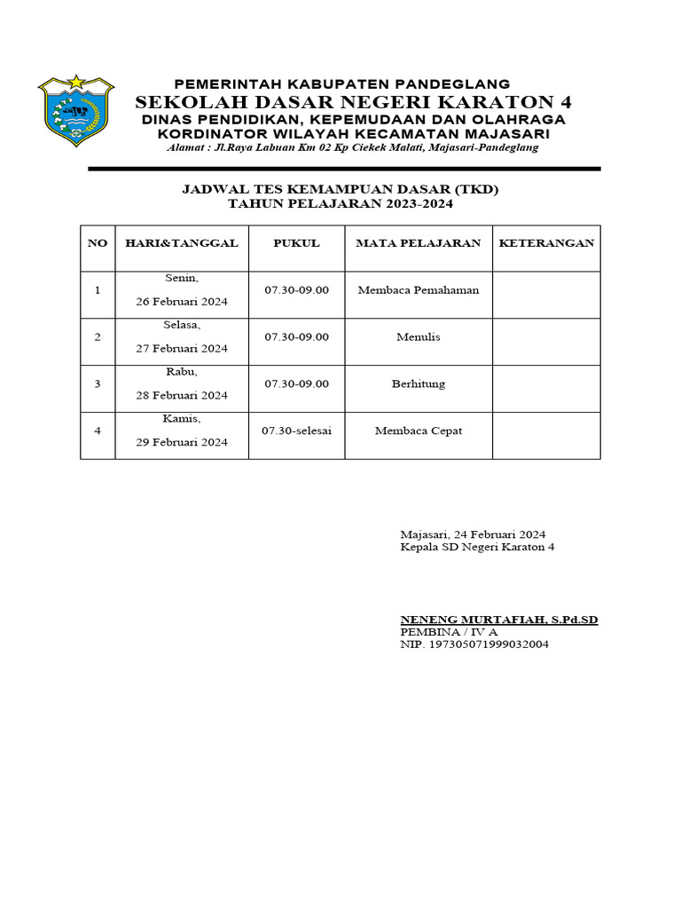 Jadwal TKD 2024 | PDF
