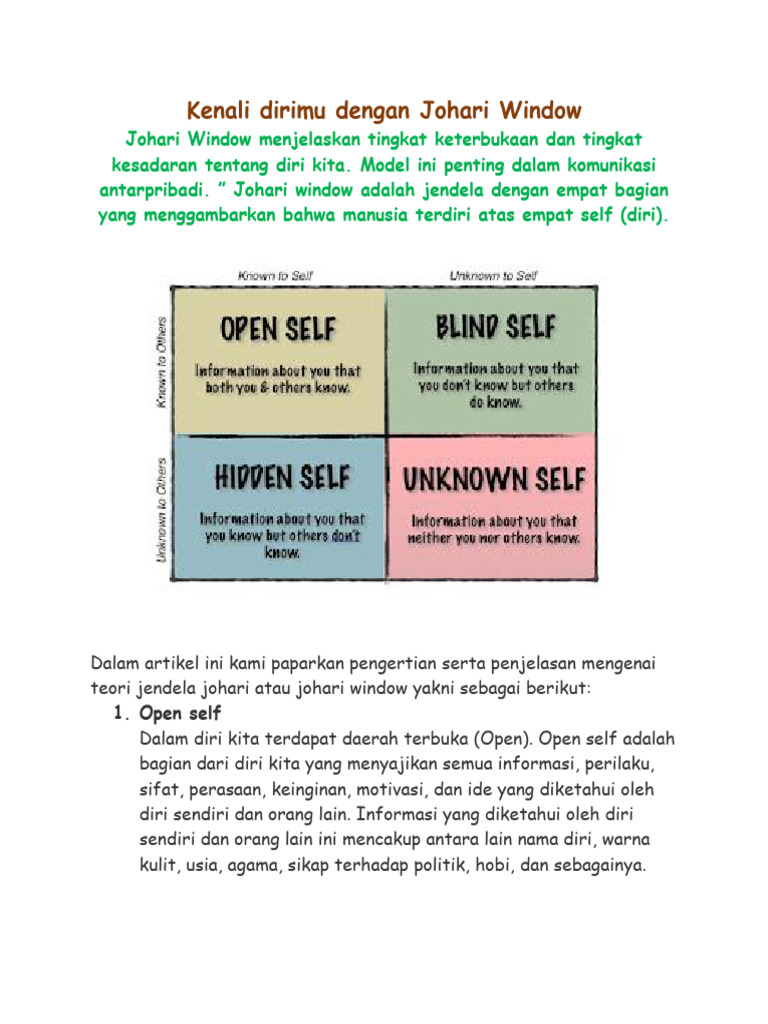 Kenali Dirimu Dengan Johari Window | PDF