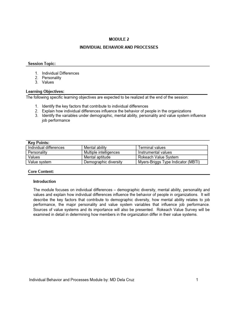 Individual Behavior & Processes | Download Free PDF | Extraversion And Introversion | Intelligence