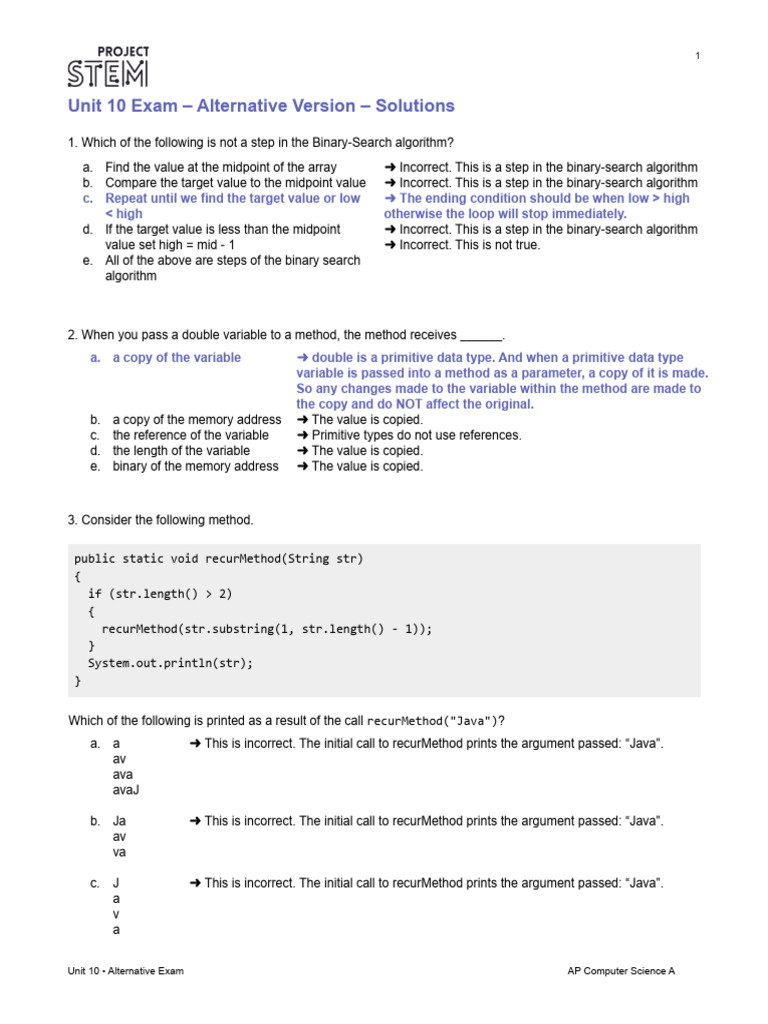 U10 Alternative Exam Solutions | PDF | Computer Programming | Mathematics