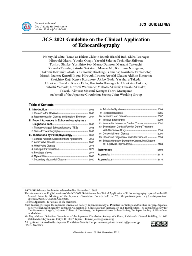 JCS 2021 Echocardiography Guidelines | PDF | Echocardiography | Heart Valve