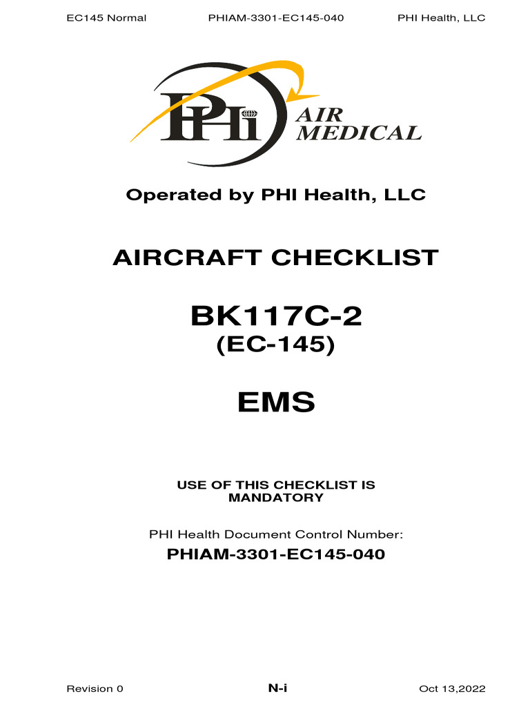 EC145 Aircraft Checklist PDF | PDF | Instrument Flight Rules | Aerospace