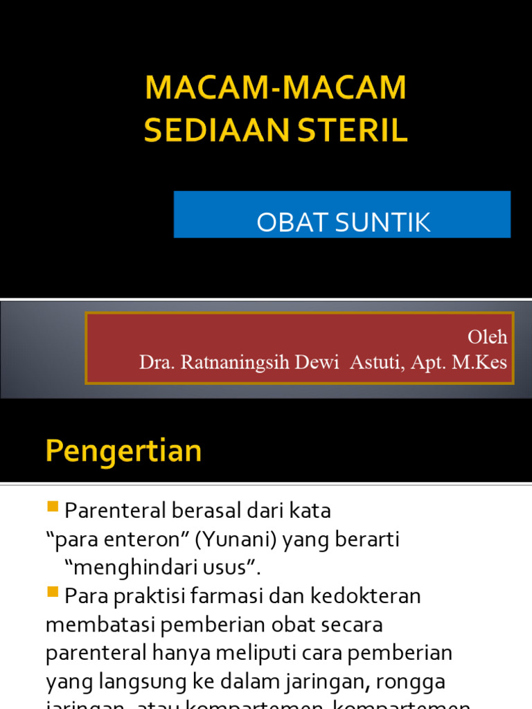 Jenis dan Contoh Sediaan Injeksi Steril | PDF