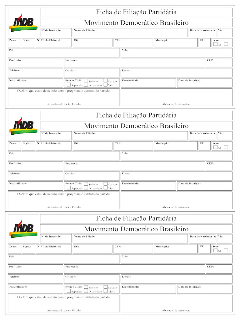 Ficha de Filiacao-Mdb | PDF