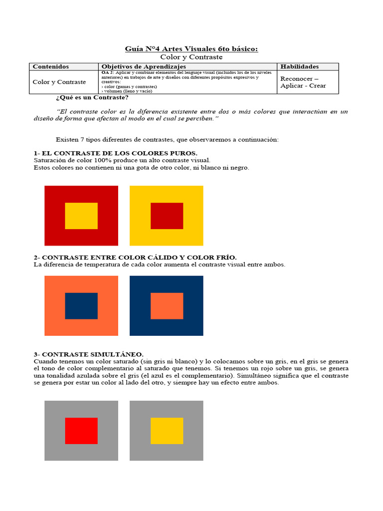 Guia 5 Artes Visuales 6to Básico | PDF | Color | Matiz