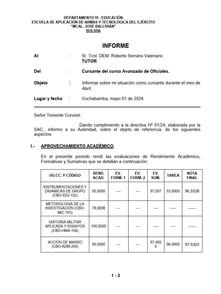 Informe - AL TUTOR RODRIGUEZ | PDF