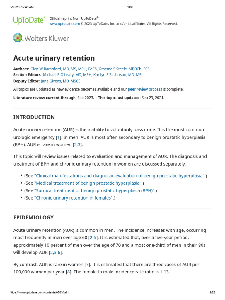 Acute Urinary Retention | Download Free PDF | Urinary Incontinence ...
