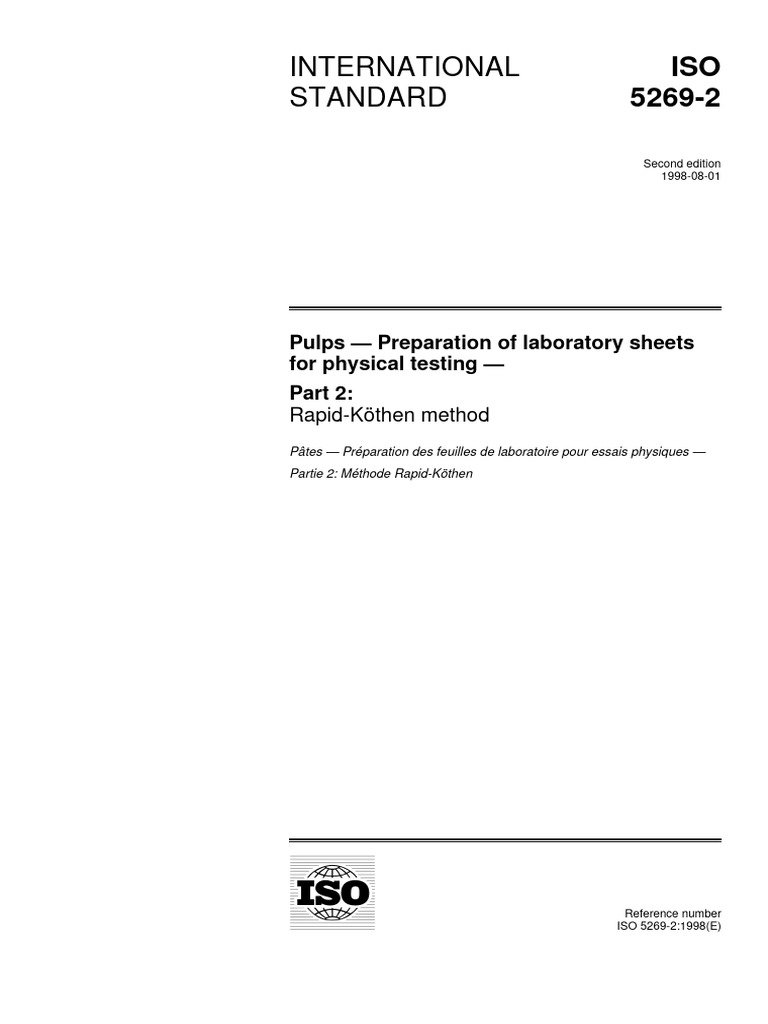 ISO 5269-2:1998 Rapid-Köthen Method | PDF | International Organization ...