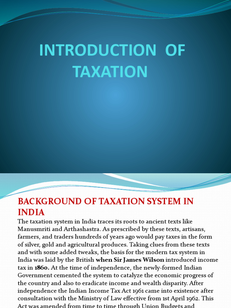 Introduction of Taxation | PDF | Taxes | Direct Tax