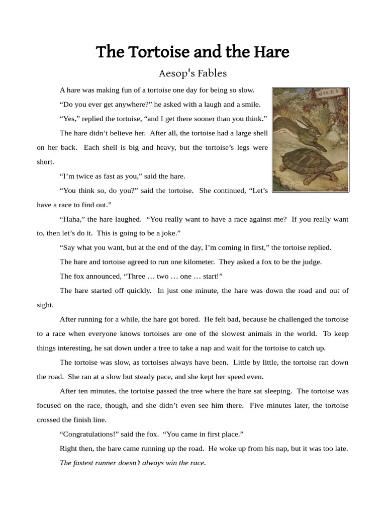 The Tortoise and The Hare | PDF | Hare