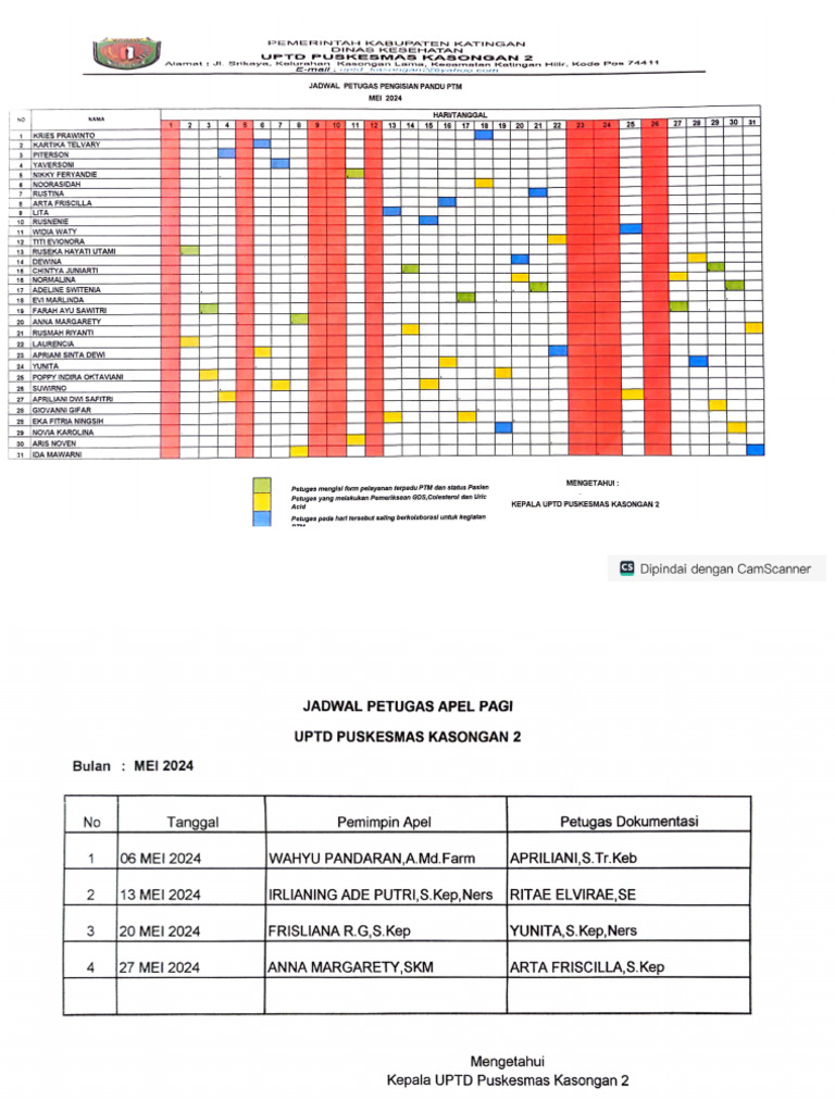 Jadwal PETUGAS UB - MEI 2024 | PDF