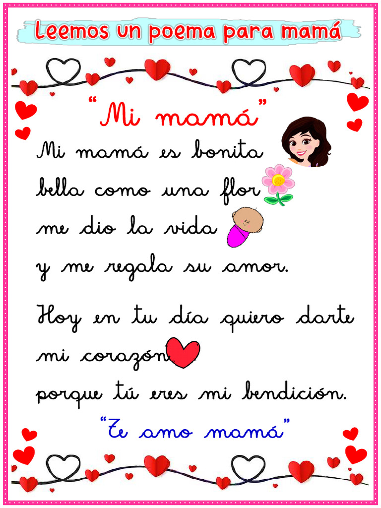 Ficha Leemos Un Poema Para Mamá 2024 Maestra Janet Pdf