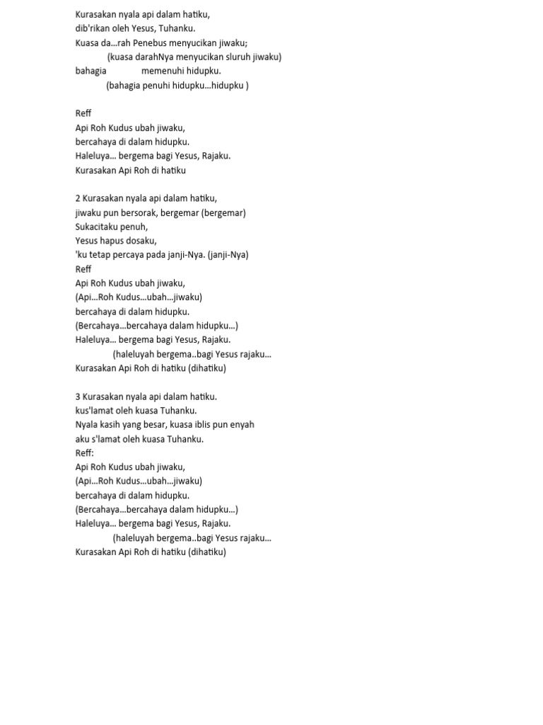 Nyala Api Roh Kudus dalam Hatiku | PDF | Seni & Disiplin Bahasa | Agama & Spiritualitas