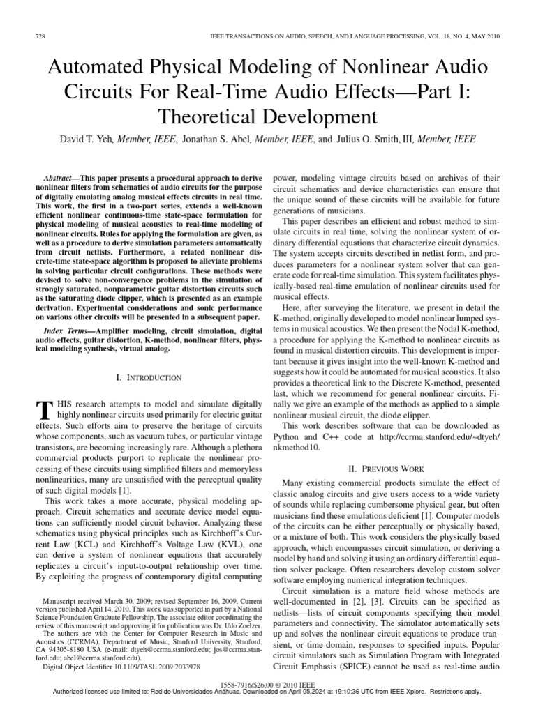 Automated Physical Modeling of Nonlinear Audio Circuits For Real-Time ... Automated Physical Modeling of Nonlinear Audio Circuits For Real-Time ...