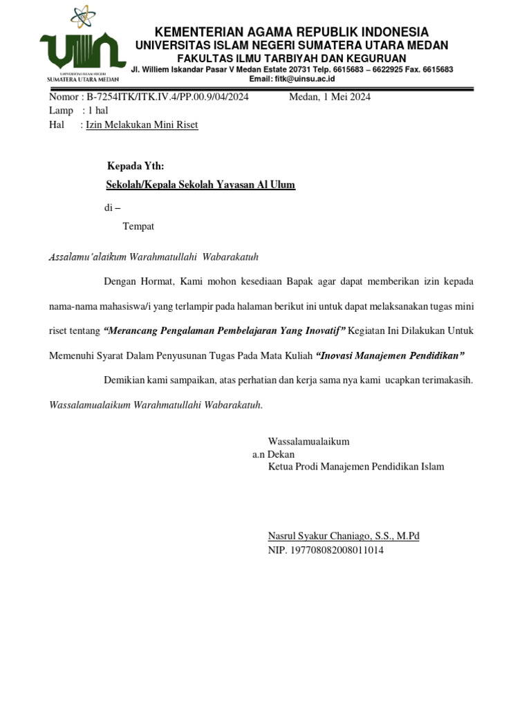 Surat Izin Mini Riset Kel 4 | PDF | Karier & Perkembangan | Ilmu Sosial