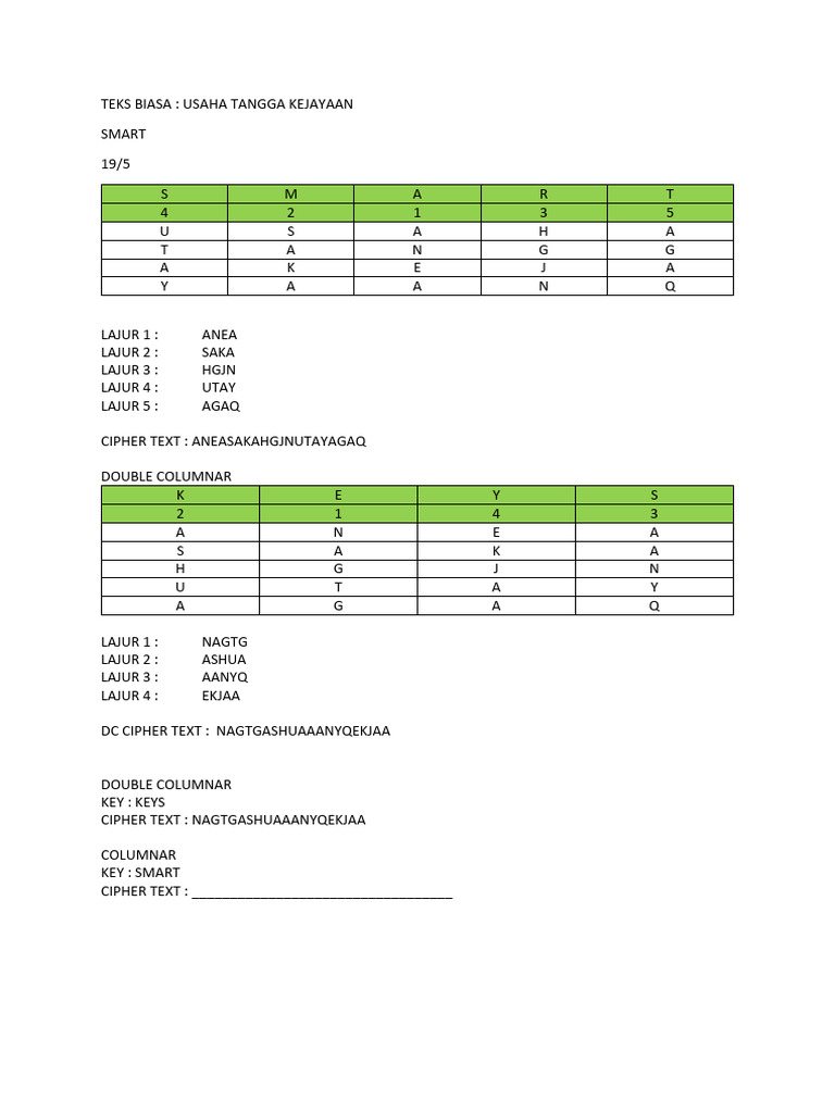 Columnar Transposition3 Pdf