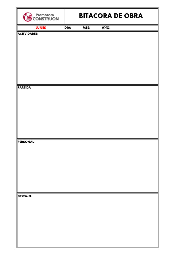 BITACORA DE OBRA | PDF