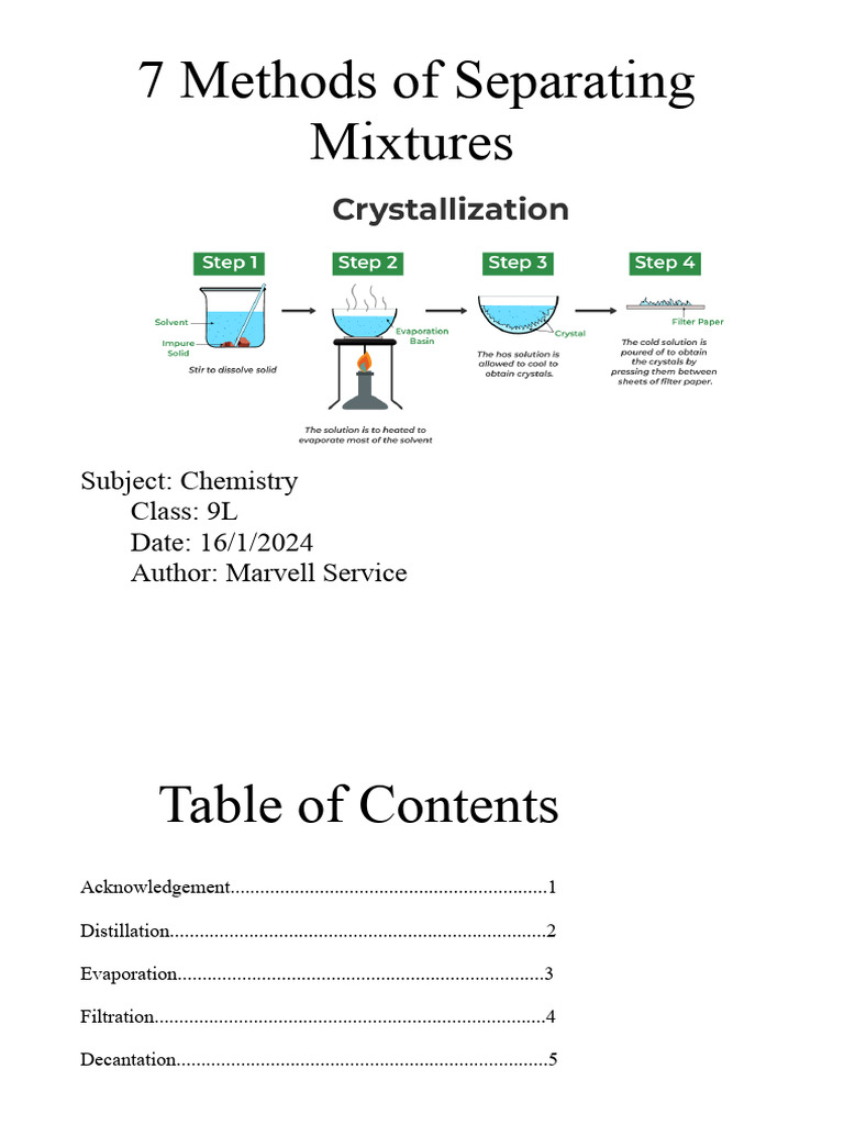 7 Methods for Separating Mixtures | PDF | Crystallization | Filtration