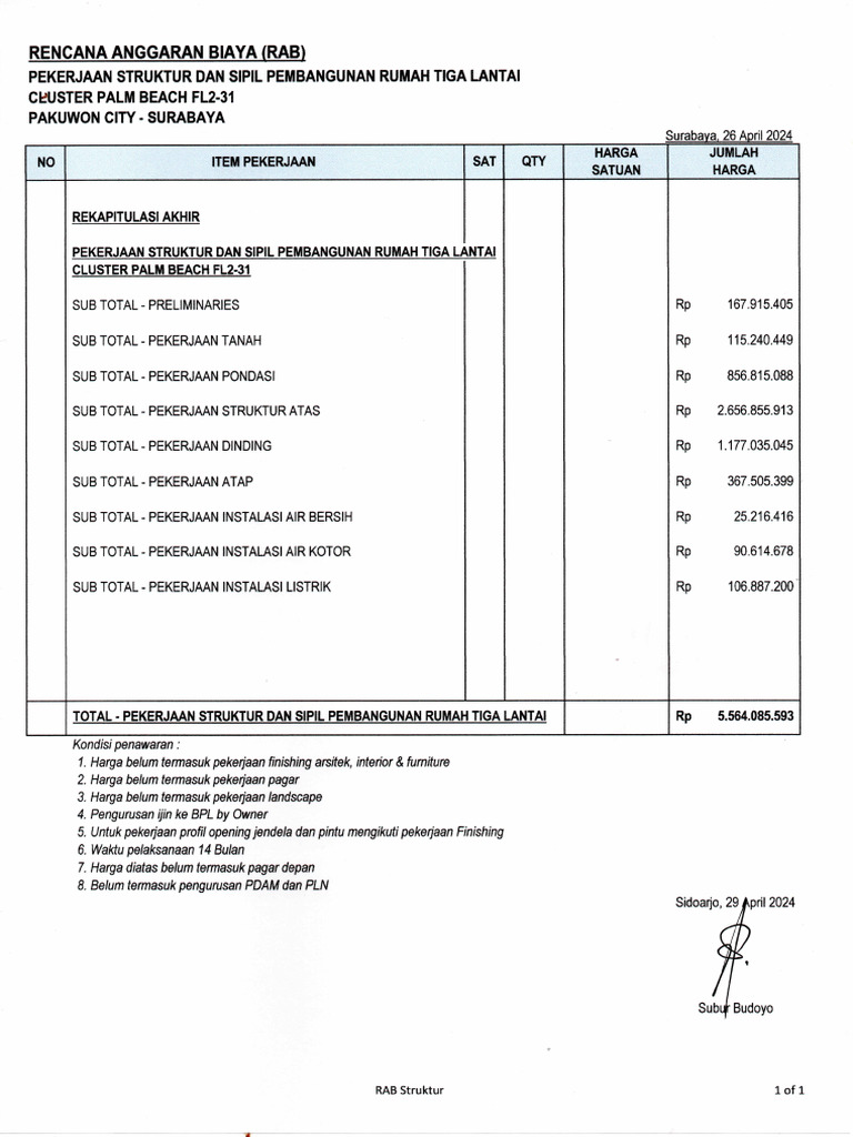 RAB Pembangunan Rumah 3 Lantai | PDF