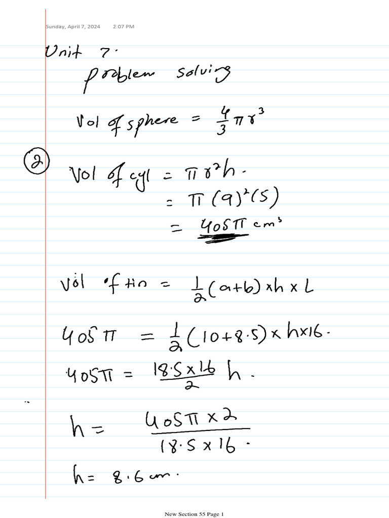 Unit 7 Problem Solving, Sunday 07 Apr 2024 | PDF