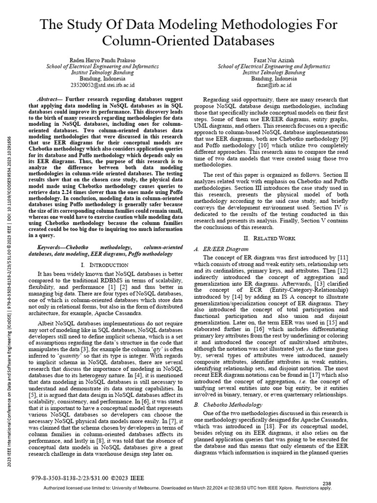 The_Study_Of_Data_Modeling_Methodologies_For_Column-Oriented_Databases | PDF | Databases | No Sql