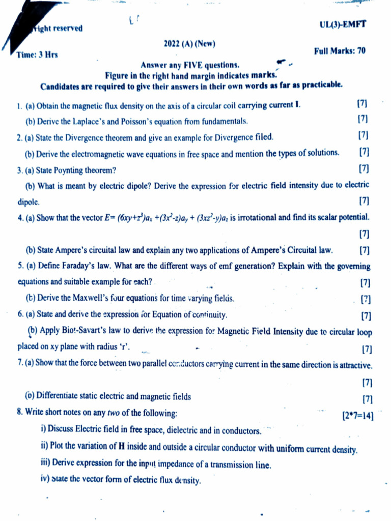 EMFT Pyq - S | PDF