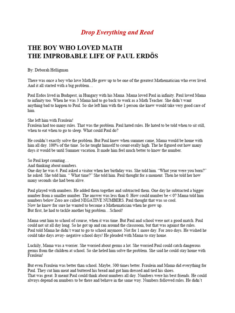 THE BOY WHO LOVED MATH | PDF