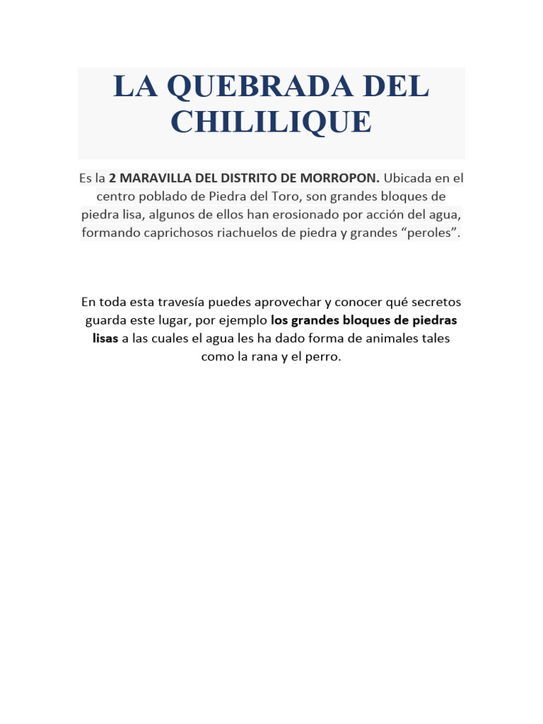 La Quebrada Del Chililique | PDF