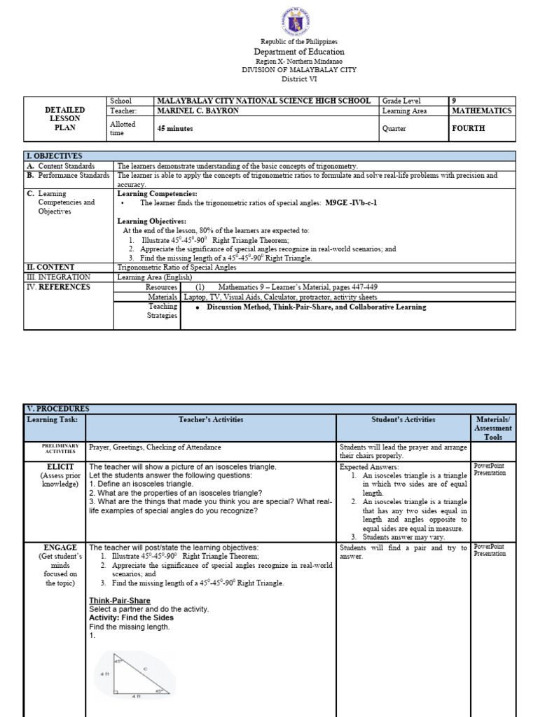 DLP FORMAT | PDF | Triangle | Trigonometry