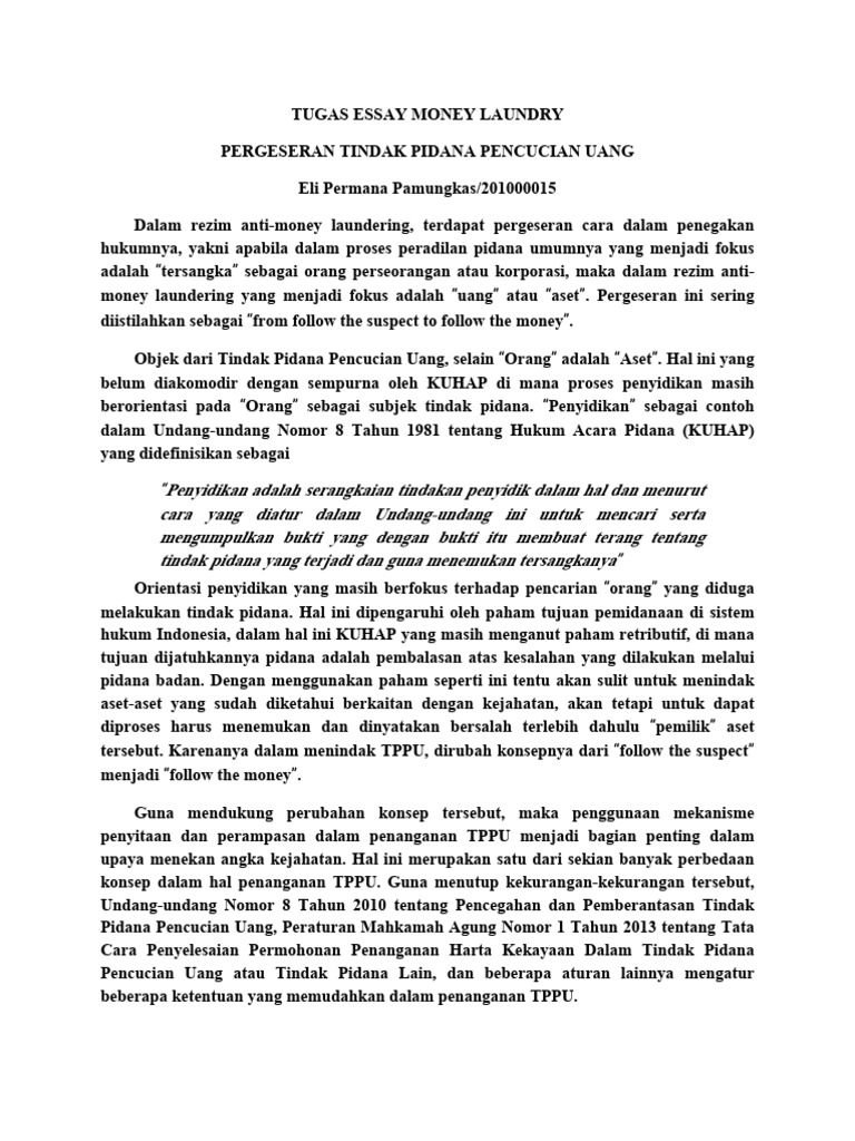 Tugas Essay Money Laundry | PDF
