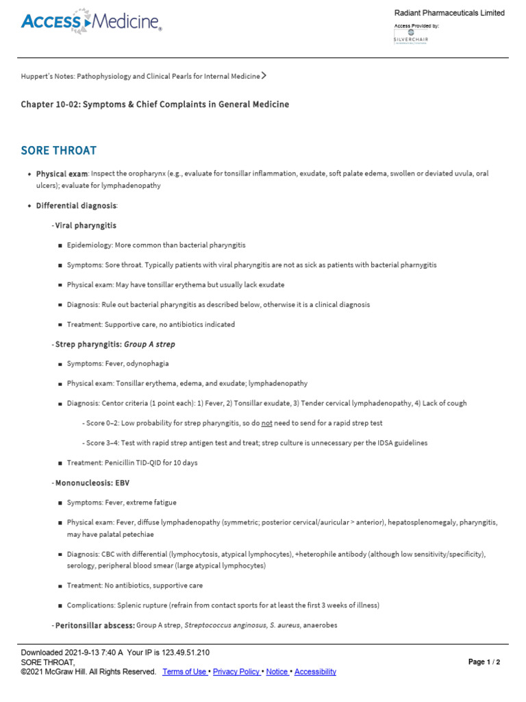 SORE THROAT | PDF | Immunology | Epidemiology