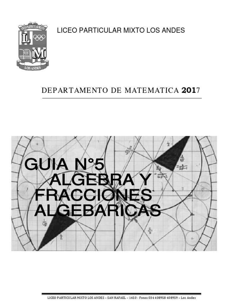 Guia N°5 Álgebra y Fracciones Alg. | PDF | Factorización | Notación Matemática