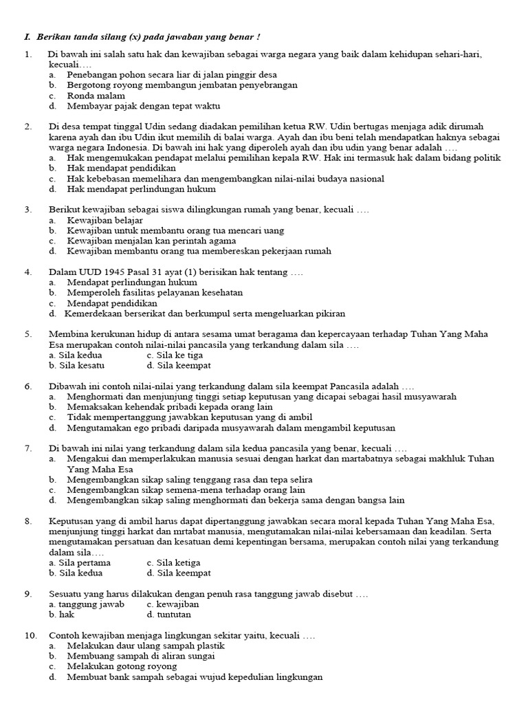 Soal Pas PPKN 6 | PDF