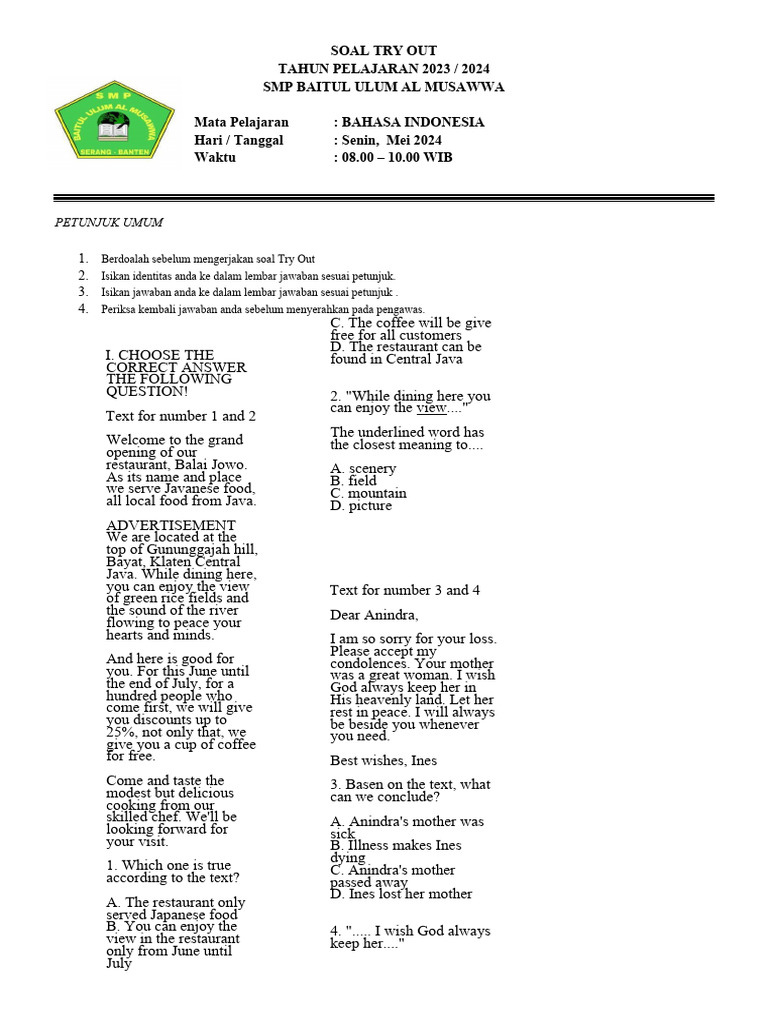Try Out KLS Ix | PDF