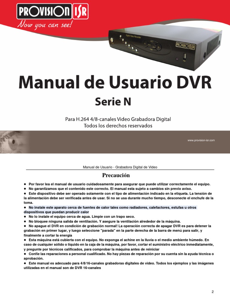 Manual Completo DVR Serie N Provision | PDF | Grabadora de vídeo ...