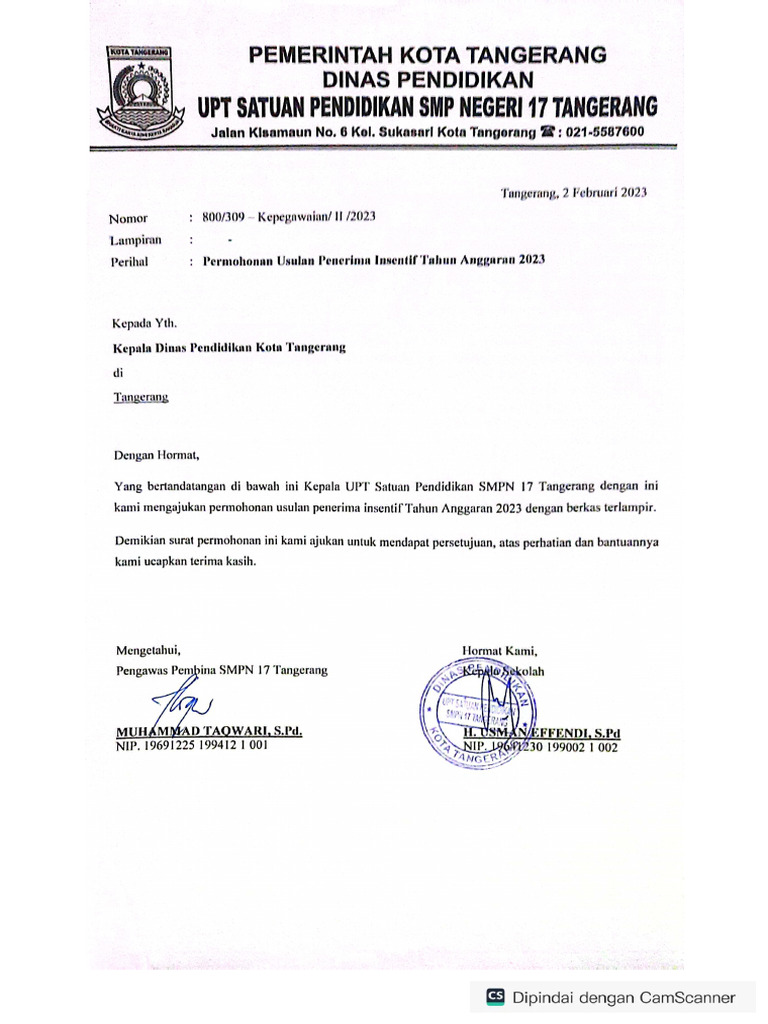 Surat Permohonan Insentif | PDF