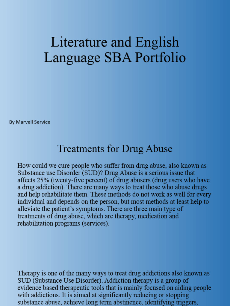 Literature and English Language SBA Portfolio M.S. | PDF | Drug ...