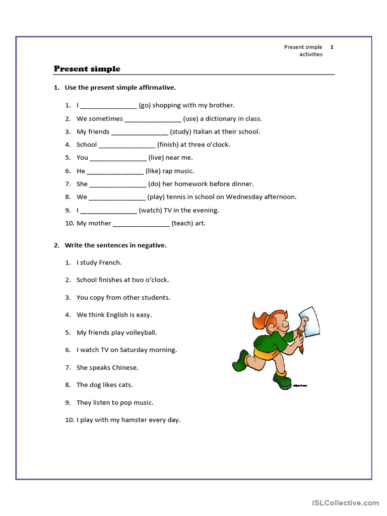 Present simple activities | PDF | Lunch