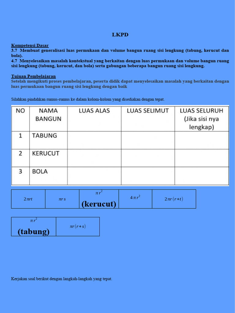 LKPD Luas Permukaan | PDF